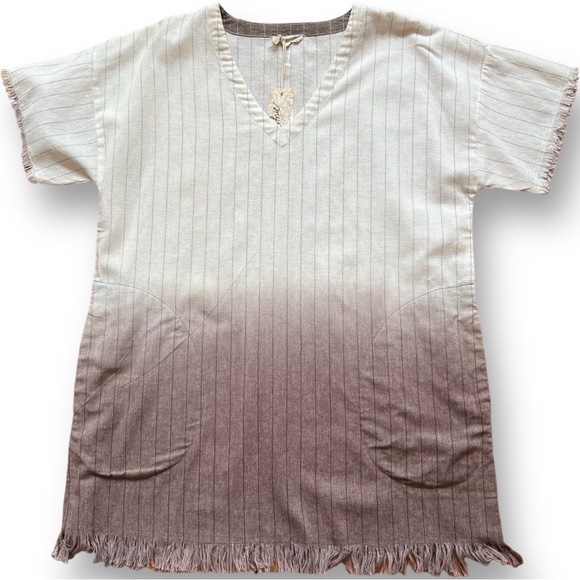 Mystree | Tops | Mystree Dip Dye Vneck Pinstripe Tunic With Frayed ...